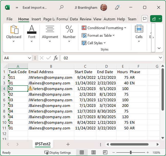 Excel Import – Planifi