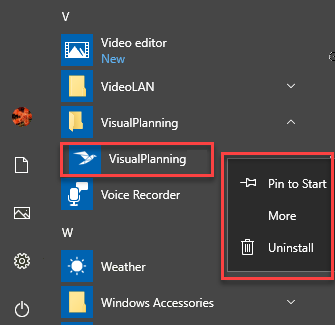 Add Visual Planning to the Windows Start menu – Planifi